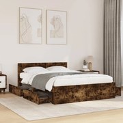 Rám postele s čelem kouřový dub 120 x 200 cm kompozitní dřevo 3295573