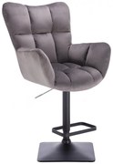 LuxuryForm DESIGN Barové křeslo AURORA VELUR na černé hranaté podstavě - tmavě šedé