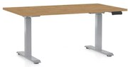 Výškově nastavitelný stůl OfficeTech D, 120 x 80 cm, šedá podnož, dub kamenný
