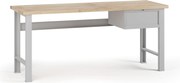 Dílenský pracovní stůl G7, buková spárovka, 2000 x 800 x 840 mm, 1x kontejner, 1 zásuvka, šedá