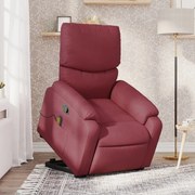 Zvedací masážní polohovací křeslo vínové textil 3204839