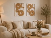 Sada 2 ks nástěnné dekorace CIRCLES kov 48x68 cm, bílá / béžová