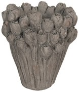 Velký cementový květináč s dekoracemi růží Marie – 23x25 cm
