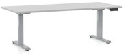 Výškově nastavitelný stůl OfficeTech D, 180 x 80 cm, šedá podnož, světle šedá