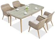 Garden Point exclusive Jídelní set Cordoba sand technorattan pro 4 osob