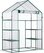 Outsunny Skleník na rajčata s 6 policemi, studený rám s transparentní ocelovou konstrukcí a PVC plastem 142 x 73 x 195 cm | Aosom