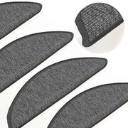 Schodové rohože 15 ks 56 x 17 x 3 cm béžovo-šedé, půlkulaté 326894