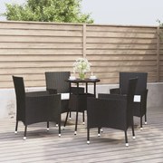 5dílný zahradní bistro set s poduškami černý polyratan 3187415
