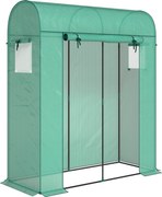 Skleník na rajčata Fóliový skleník s rolovacími dveřmi Okno ze síťoviny Oblouková střecha 170 x 68 x 200 cm Zelený
