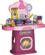 AIYAPLAY Dětský Kuchařský Set Hracích Příslušenství 38 PCS - pro děti 3-6 let s realistickými světly a zvuky, Růžový | Aosom