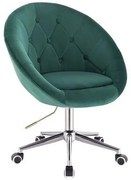 LuxuryForm DESIGN Otočné křeslo VERA VELUR na stříbrné podstavě s kolečky - zelené