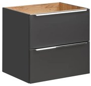 COMAD Závěsná skříňka pod umyvadlo - CAPRI 820 black, šířka 60 cm, matná černá/zlatý dub
