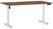 Výškově nastavitelný stůl OfficeTech B, 160 x 80 cm, bílá podnož, dub silverjack