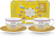 Pip Studio Lily & Lotus sada 2ks cappuccino šálků s podšálky 270ml, žlutá