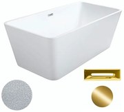 Besco Akrylátová volně stojící vana Evita Glam S 160x80 Barva: Bílá/stříbrná, Rozměry (cm): 160x80, Typ a barva výpustě: Click-Clack s přepadem, zlatá