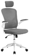 Ergonomická kancelářská židle s bederní opěrkou a opěrkou hlavy, šedá