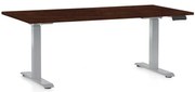 Výškově nastavitelný stůl OfficeTech D, 160 x 80 cm, šedá podnož, wenge