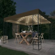 Zahradní altán se světelnými LED řetězy 3 x 3 m taupe 3070309