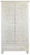 Krémová šatní skříň z mangového dřeva 180x40 cm Kalhana – Støraa