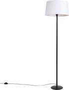 Stojací lampa černá s bílým lněným stínítkem 45 cm - Simplo