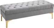 HOMCOM Lavice, Postelová lavice, Botníková lavice se zvýšenými nohami, Ložnice, Sametová světle šedá 118 x 45 x 42 cm | Aosom
