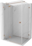 Mexen Lunar T, sklápěcí sprchový kout levý 110 x 70 cm, 8mm čiré sklo, profil měděná matná, 834T-110-070-65-00-L