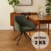 Set - 2 ks Jídelní židle AVENBERG LARO – otočná, zelená