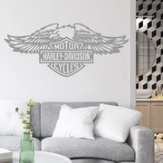 Živá Zeď Samolepka na zeď Harley Davidson orel Barva: šedá, Velikost: 60 x 26 cm