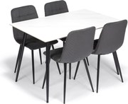 Noela Jídelní set CERAMON 120 bílý + 4x židle ARIA šedá