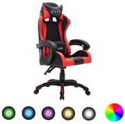 Herní židle s RGB LED podsvícením červeno-černá umělá kůže 287997