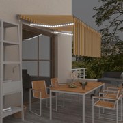 Automatická markýza roleta LED a senzor větru 3x2,5 m žlutobílá 3069393