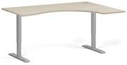Ergonomický výškově nastavitelný stůl, 160x120 cm, 1 motor, L/P, šedá podnož, dub přírodní