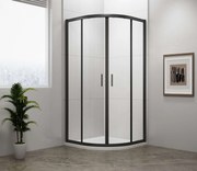 Polysan Easy Black - Sprchový kout čtvrtkruhový 80x80 cm, L/P varianta, čiré sklo/matná černá EL2515B