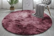 Protiskluzový koberec SHAGGY ombré, červený kruh