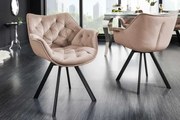 Otočná jídelní židle Miramar Luxury samet šampaňská greige
