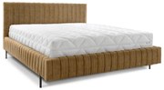 Okrově žlutá čalouněná dvoulůžková postel s úložným prostorem s roštem 180x200 cm Plissa – ELTAP