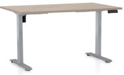 Výškově nastavitelný stůl OfficeTech B, 120 x 80 cm, šedá podnož, dub