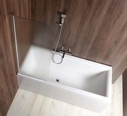 Aqualine Aqualine, VILMA vanová zástěna 600x1400 mm, chrom, levá, brick sklo, AQ6018L