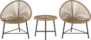 Outsunny Sada zahradního nábytku z poly rattan, venkovní lounge nábytek na balkon pro 2 osoby, 3-dílná sedací souprava se 2 židlemi a stolem, odolný z