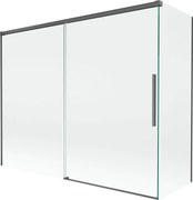 Mexen Rox, 2-křídlová posuvná vanová zástěna 190 + 80 x 150 cm, 8mm čiré sklo, broušený grafit profil, 8C9-190-080-66-00