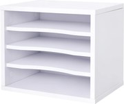 Vinsetto Bílý Dřevěný Organizér na Stůl s 4 Úrovněmi Stojan na Tiskárnu Rozměry 35,5D x 25Š x 28,6V cm | Aosom