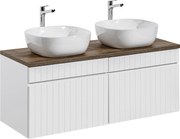 Comad Koupelnová skříňka s deskovými umyvadly set Iconic White 160 bílá/dub santa fe