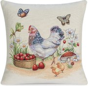 GOBELÍNOVÁ DEKORAČNÍ POVLAK NA POLŠTÁŘ FOWL1 45X45 CM VZOROVANÁ