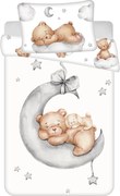 Jerry Fabrics Bavlněné povlečení 100x135 Teddy moon ribbon white grey pillowcase 40x60 JF24