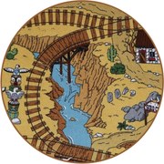 AladinWorld Expres, Dětský kusový koberec Western kruh, 200x200 (průměr) kruh, vícebarevná, dětský pokoj