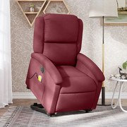 Elektrické zvedací masážní polohovací křeslo vínové textil 3204203