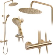 Rea Vincent, sprchový set s termostatickou baterií a dešťovou hlavicí 25cm, zlatá matná, REA-P6602