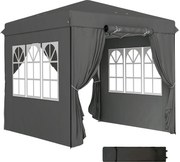Outsunny Pavilon 2,5x2,5m, Voděodolný Stabilní Zimní Pop-up Skládací Pavilon, UV Ochrana 50+, Skládací Party Stan Zahradní Stan s 4 Bočními Panely a T