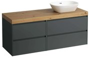 Laufen Lani - Umyvadlová skříňka, 58x137x49 cm, 4 zásuvky, výřez vpravo, šedá/dub H4065831122661