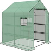 Zahradní skleník Outsunny s 3 police, balkonový skleník, zesílený tarp 135 g/m², ocelový rám, rolovací zipová vrata, pro zeleninu, rostliny a květiny,